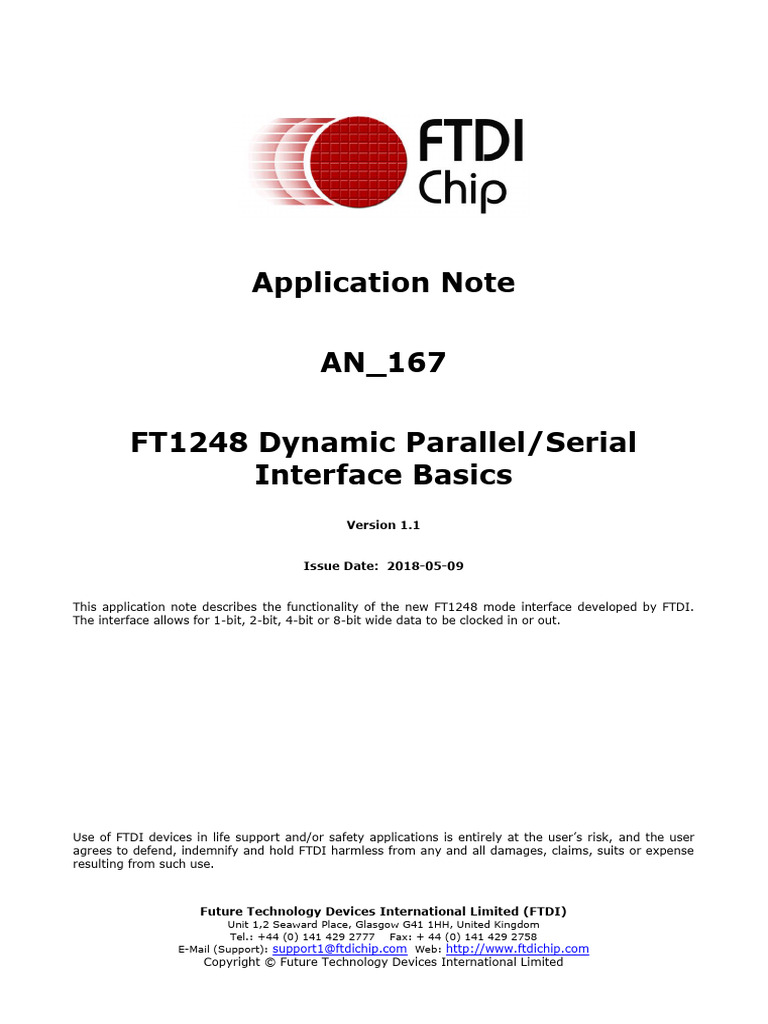 AN - 167 - FT1248 Parallel Serial Interface Basics | PDF