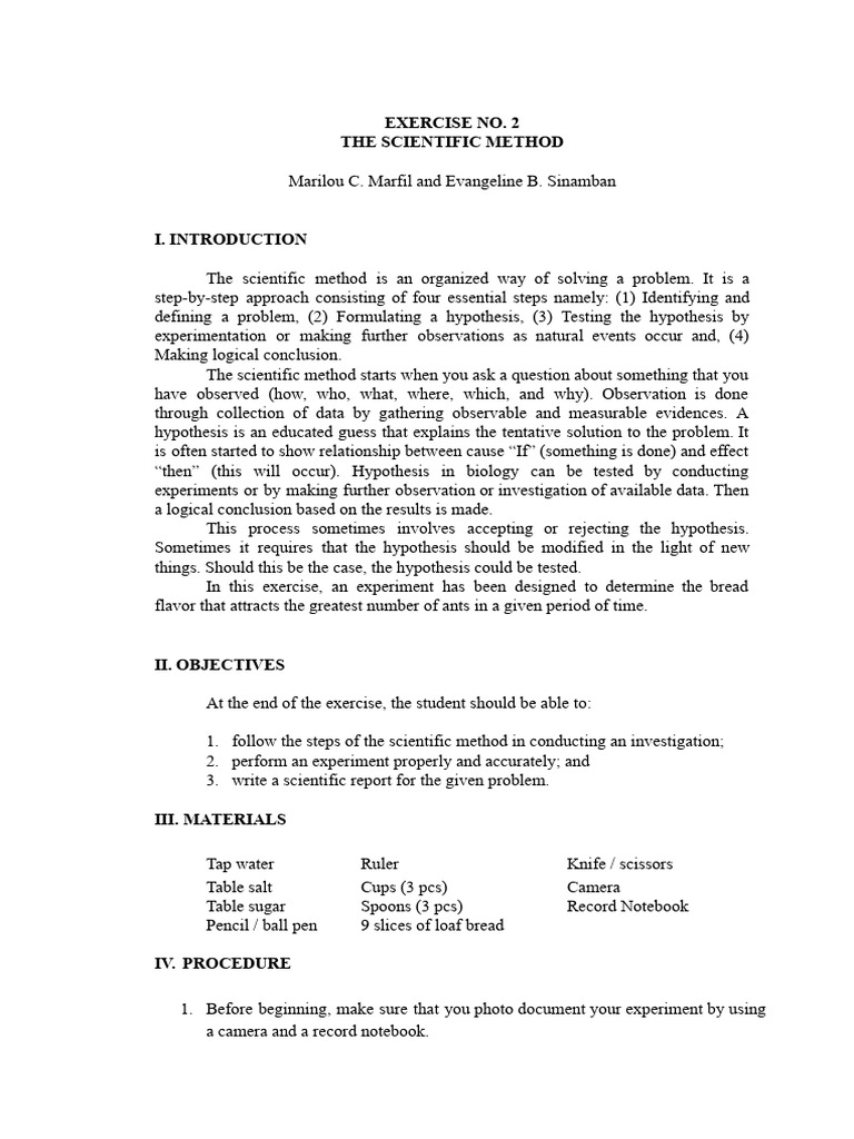 BIO41A - Ex.2 The Scientific Method | PDF