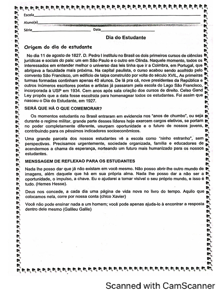 Ativ Dia Do Estudante | PDF