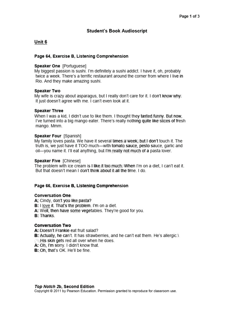 Top Notch 2b Student Book Script | PDF