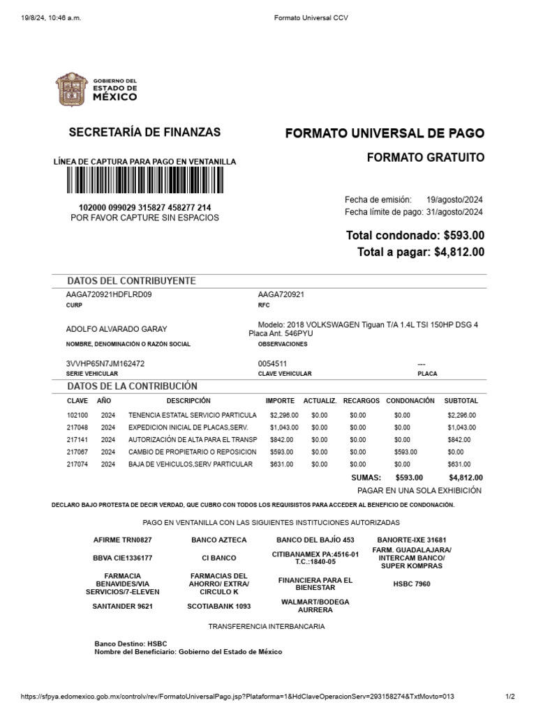 Formato Universal CCV | PDF