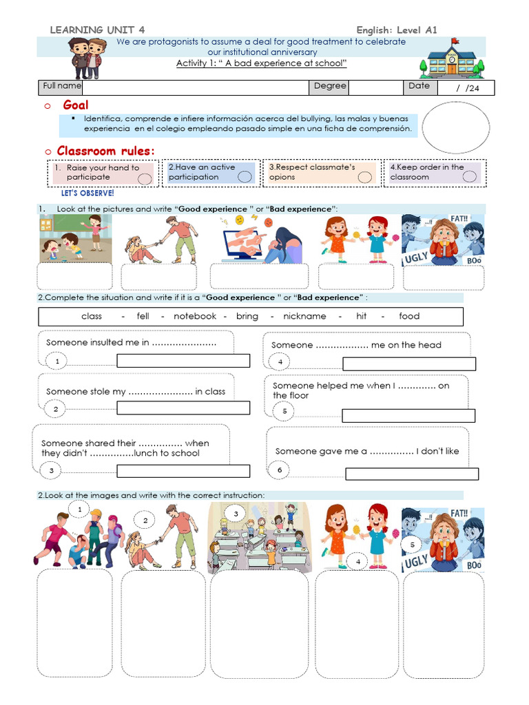 Act. 1-Level A1 - Unit 4 | PDF