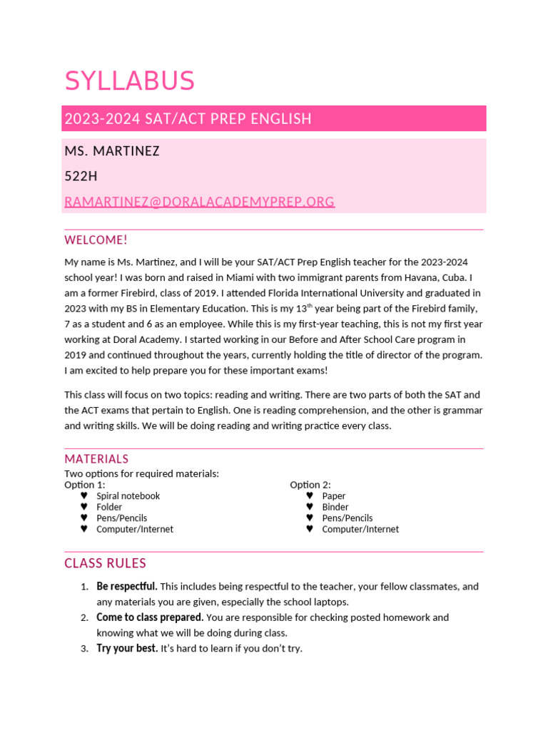 Syllabus 2023-2024 | PDF