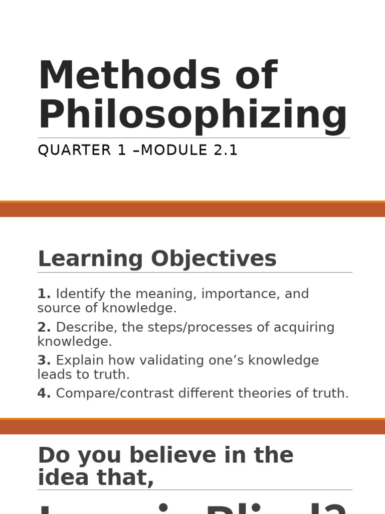 2.1 Methods of Philosophizing | PDF