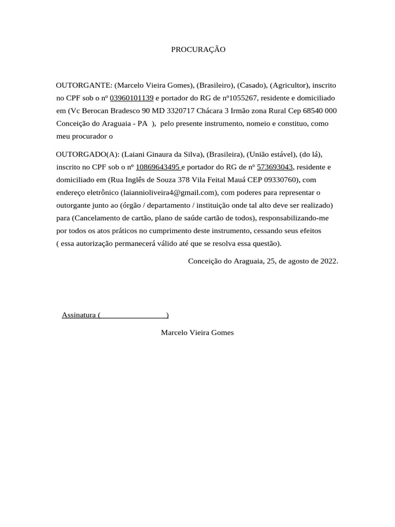 Modelo de Procuracao Simples | PDF