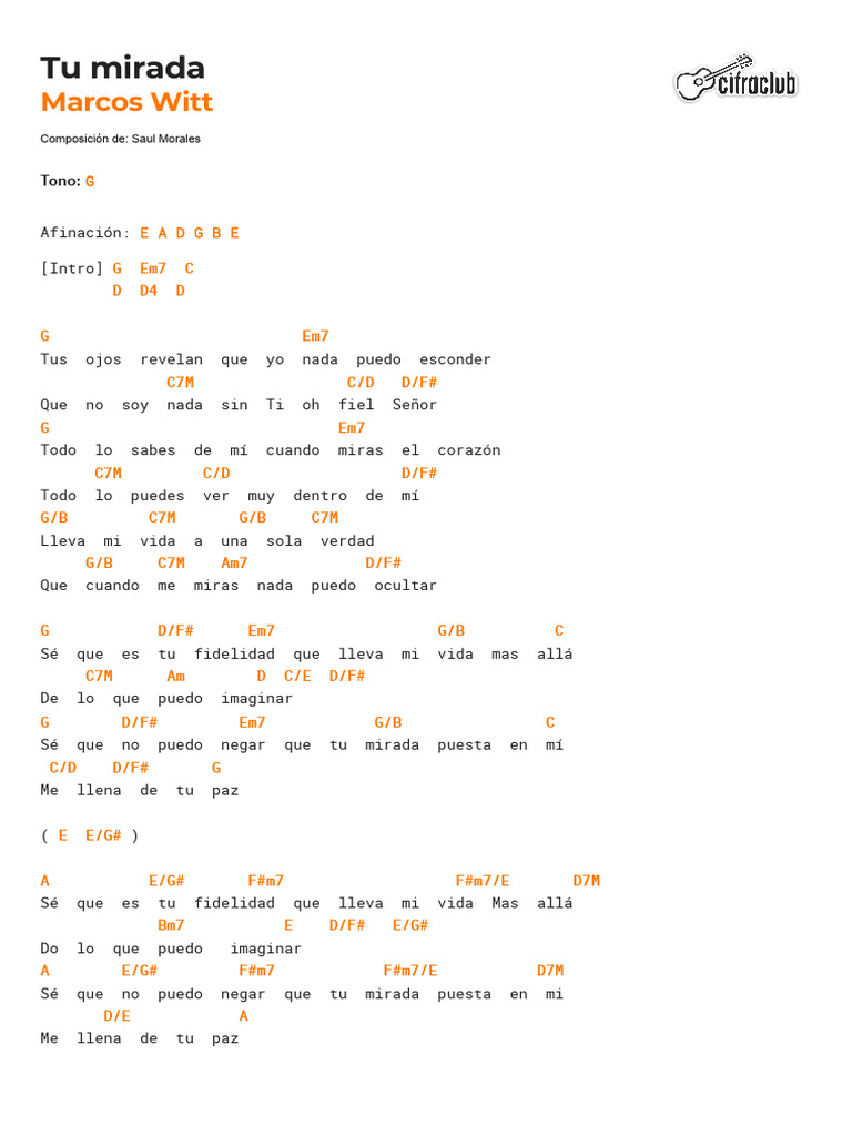 Cifra Club - Marcos Witt - Tu Mirada | PDF