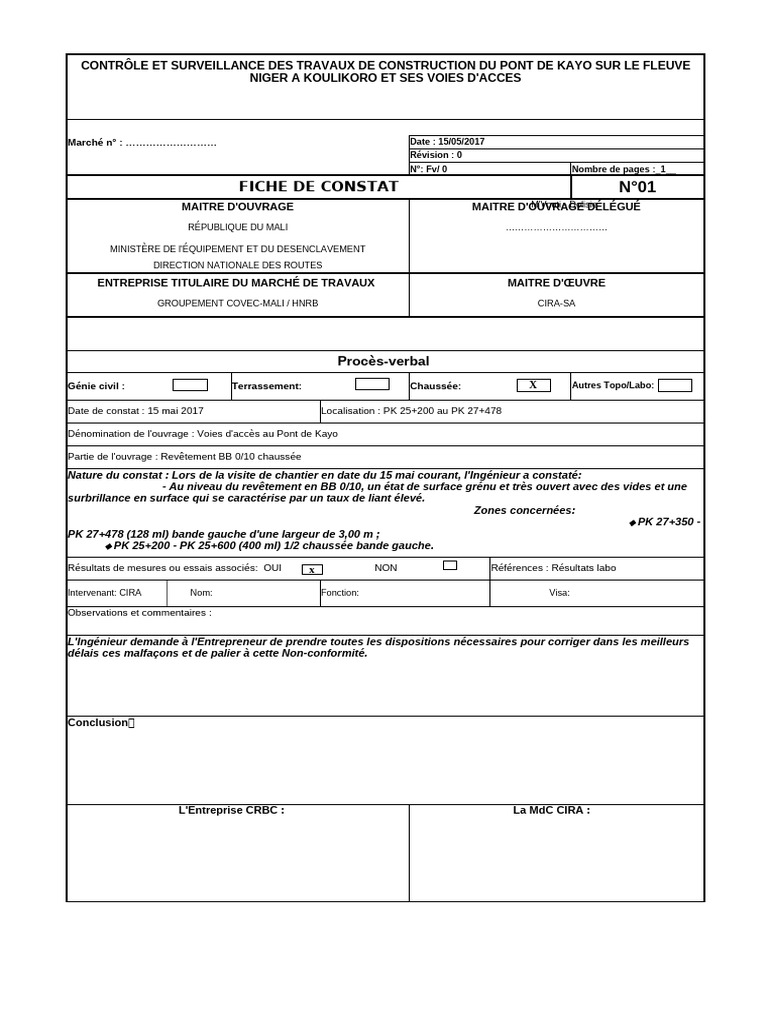 Fiche de Constat | PDF