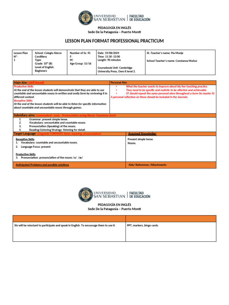 PProf. Lesson Plan Format 2B | PDF