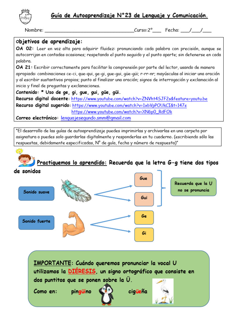 Lenguaje - Ge, Gi, Gue, Gui | PDF
