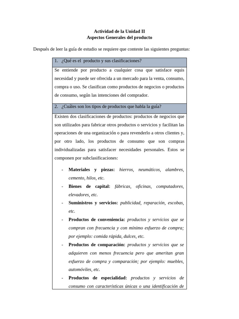 Actividad de La Unidad II | PDF