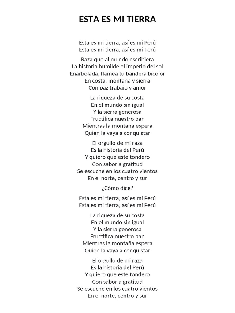 Esta Es Mi Tierra (Letra) | PDF | Cocina, comidas y vino