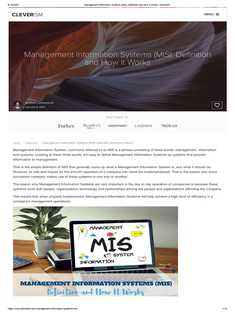 Management Information Systems (MIS) - Definition and How It Works ...