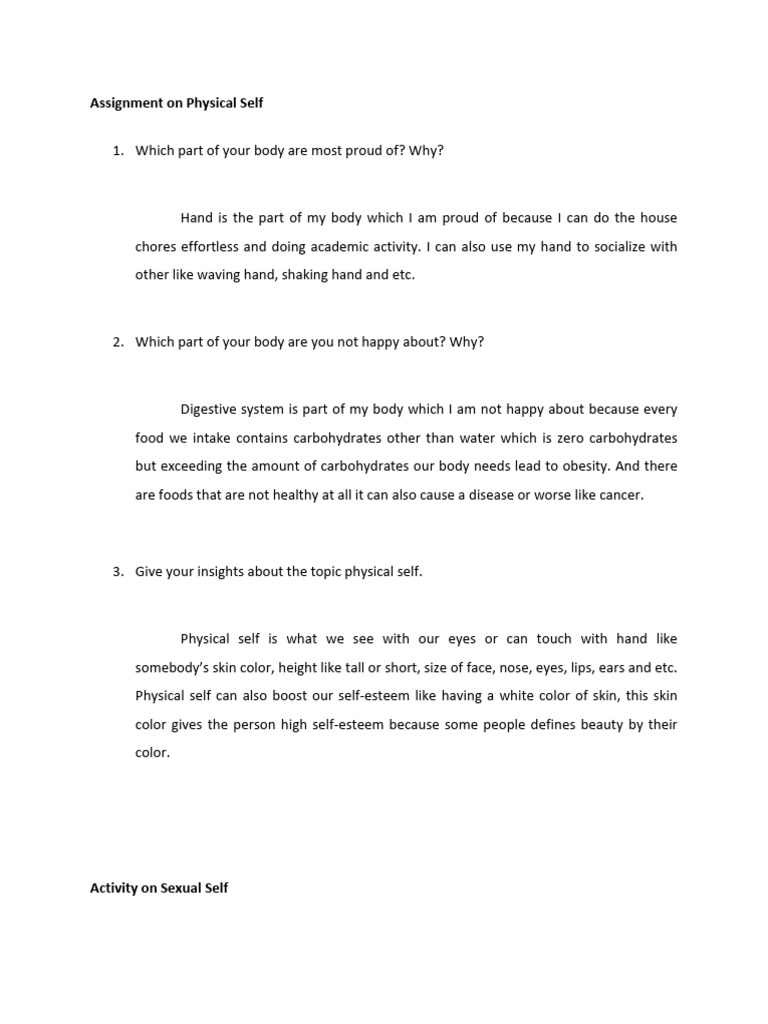 Assignment On Physical Self | PDF