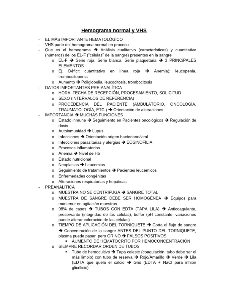 Hemograma Normal y VHS | PDF
