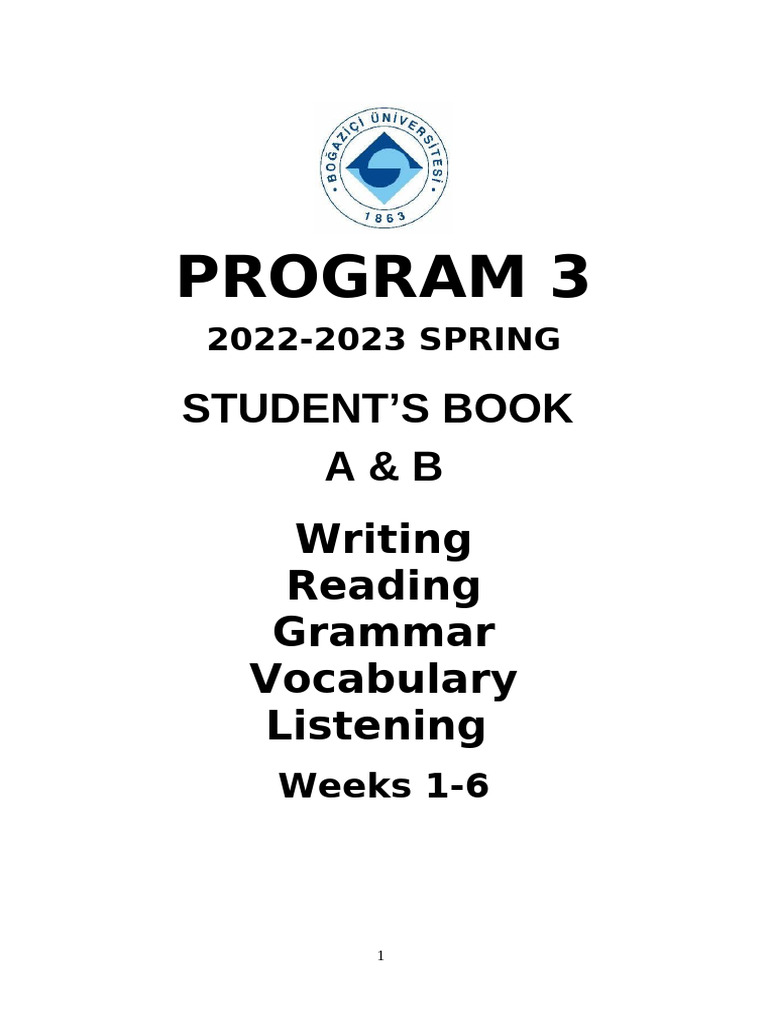 P3 2022-2023 Spring Weeks 1-6 Student | PDF