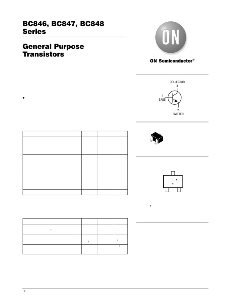 BC846, BC847, BC848 Series General Purpose Transistors: NPN Silicon | PDF