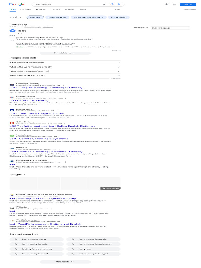 Loot Meaning - Google Search | PDF