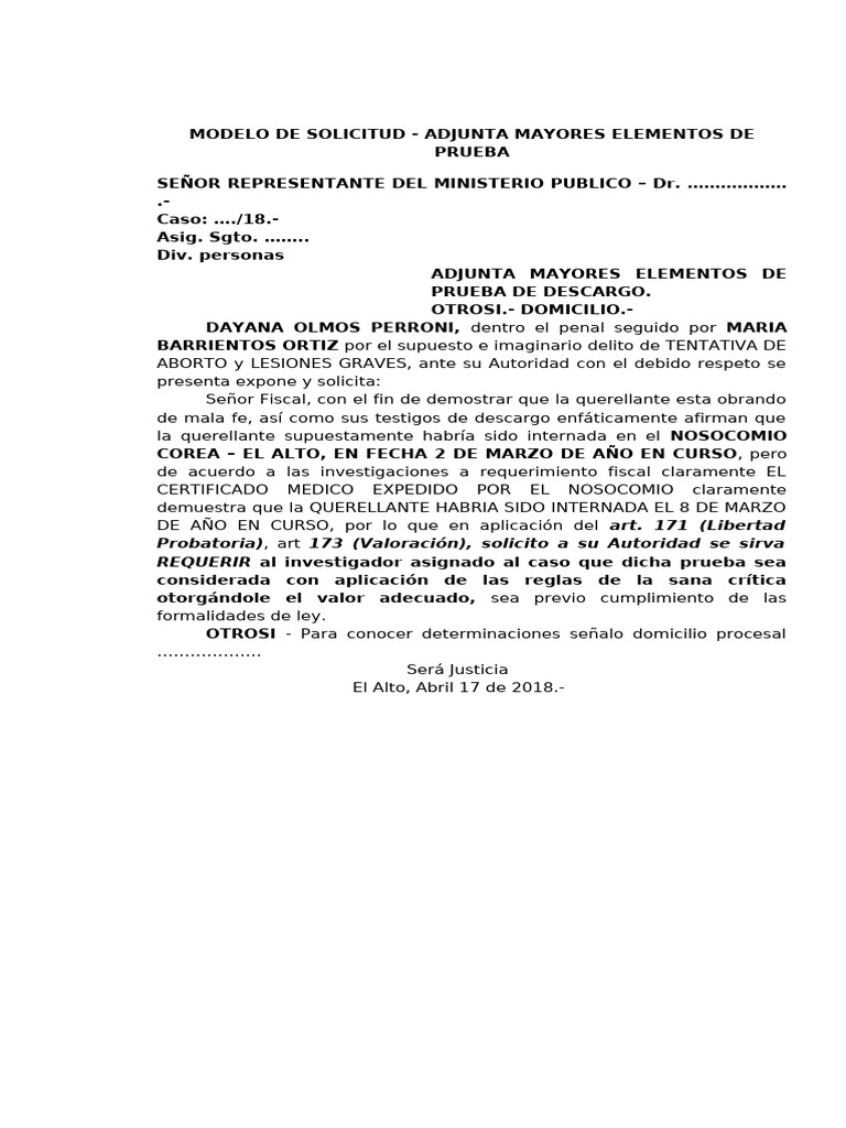 Solicitud - Adjunta Mayores Elementos de Prueba | PDF