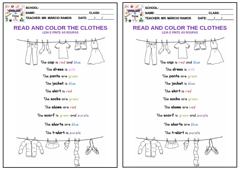 Clothes and Colors - 4thgrade | PDF | Foreign Language Studies