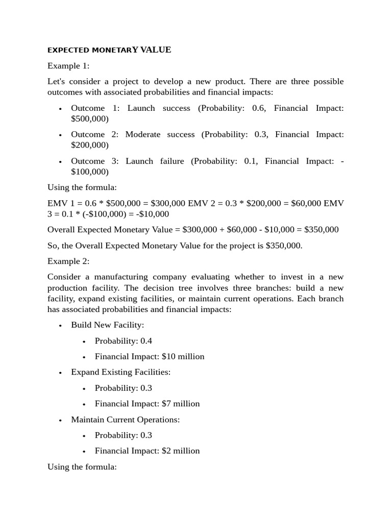 Expected Monetary Value | PDF