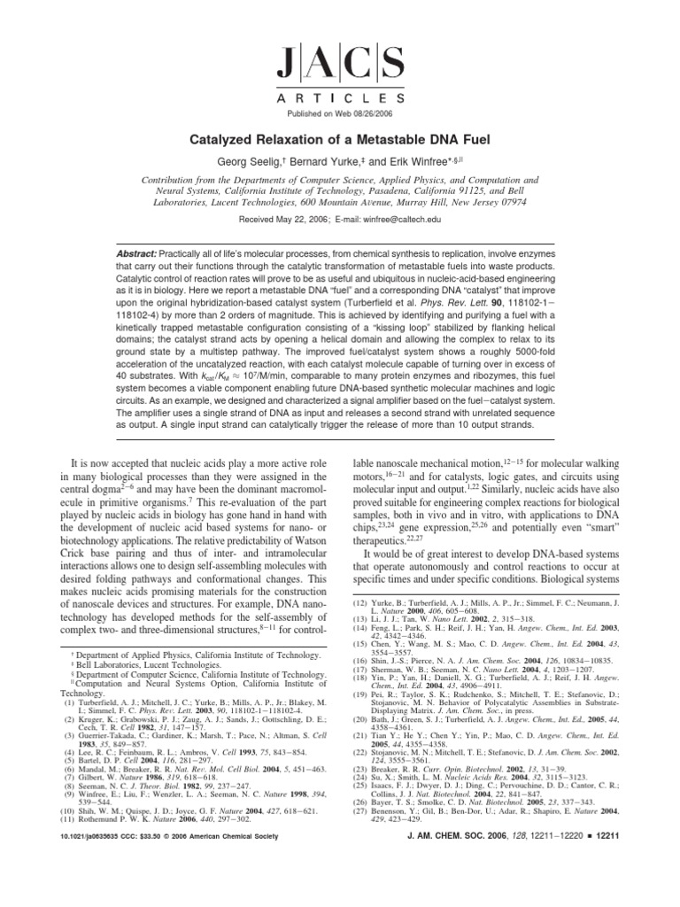 Georg Seelig, Bernard Yurke and Erik Winfree - Catalyzed Relaxation of ...