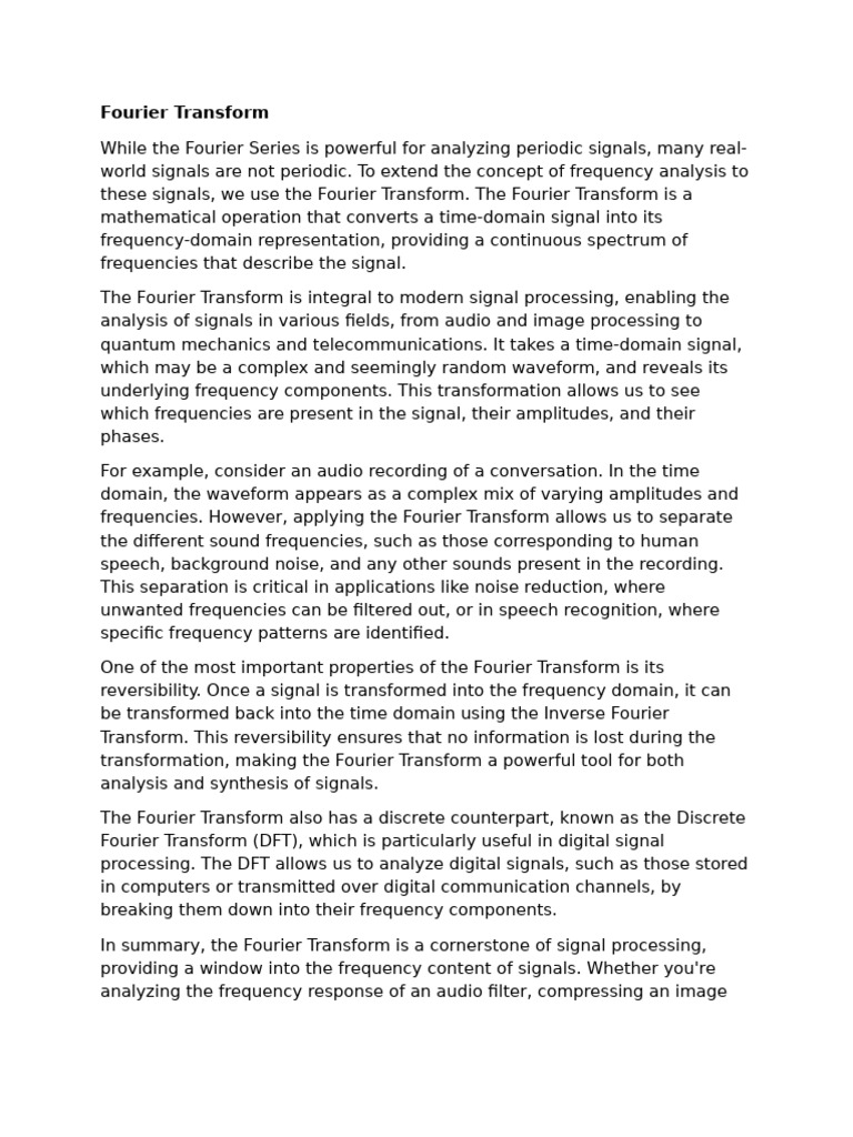 Fourier Transform | PDF