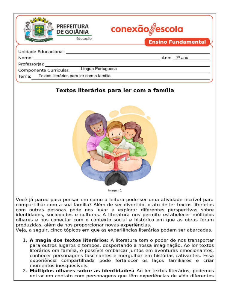 Texto 5 - Textos Literã¡rios para Ler Com A Famã Lia | PDF