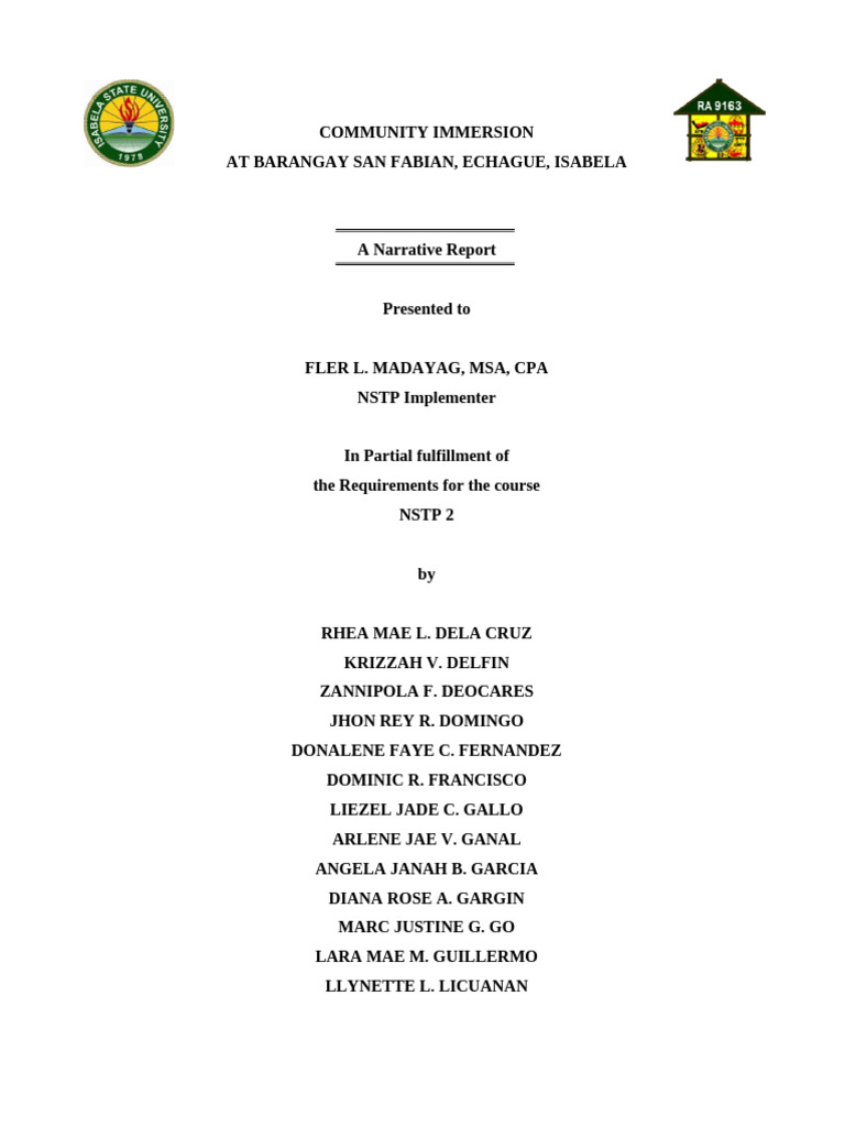 NSTP Narrative Report | PDF