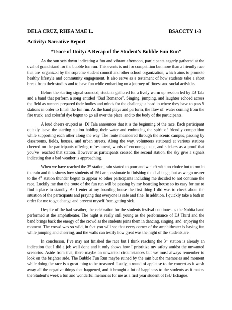 Fun Run Narrative Report | PDF