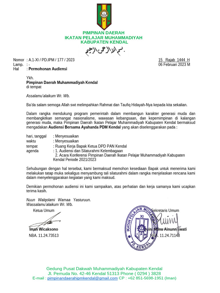 Permohonan Audiensi Sekre. DPRD | PDF