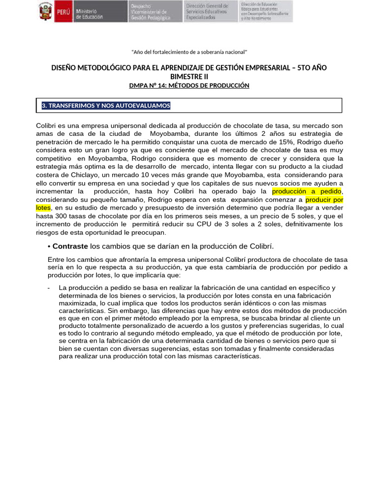 DMpA #14 - 5° - Métodos de Producción | PDF