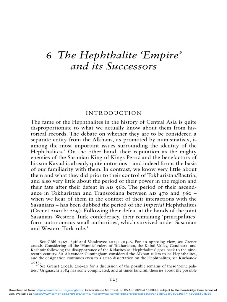 14.0 PP 125 146 The Hephthalite Empire and Its Successors | PDF
