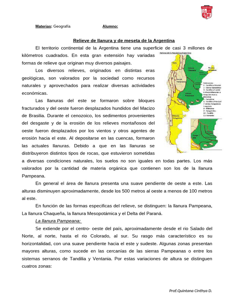 Relieves de Llanura y Meseta en Argentina | PDF | Río | Valle