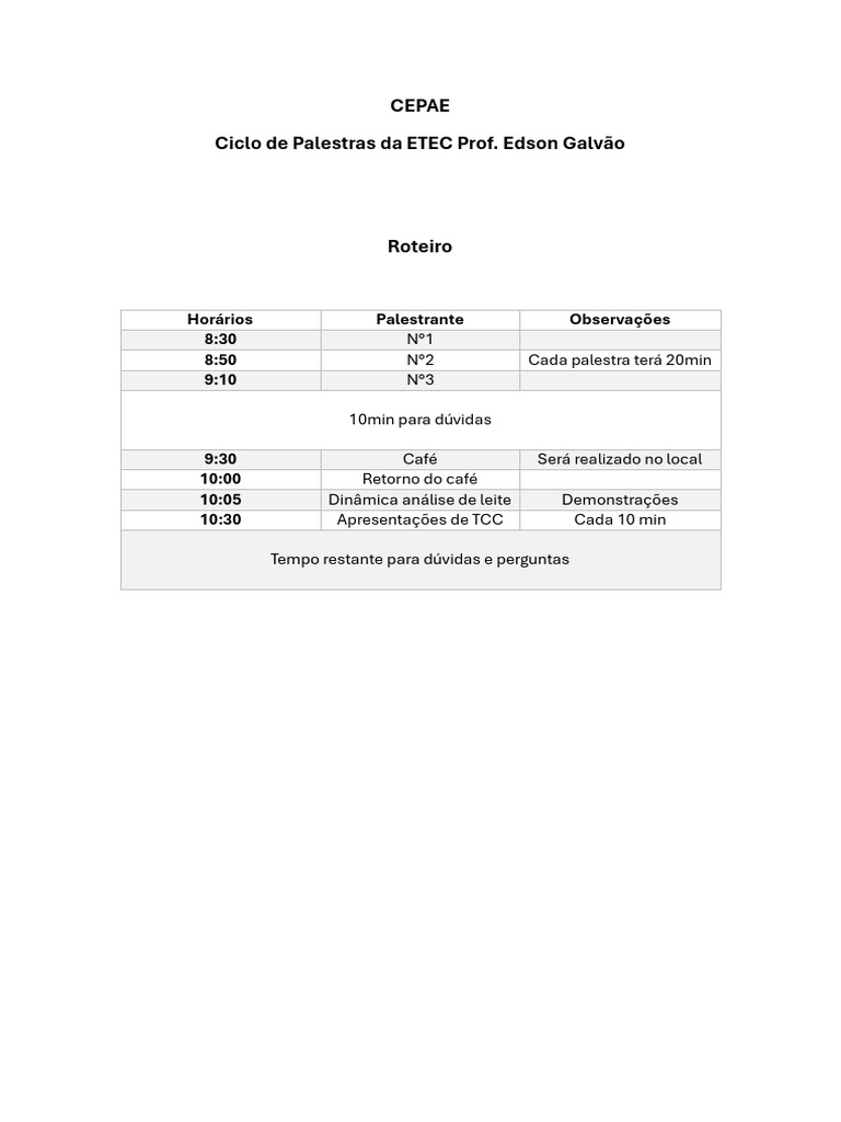 CEPAE - Roteiro | PDF