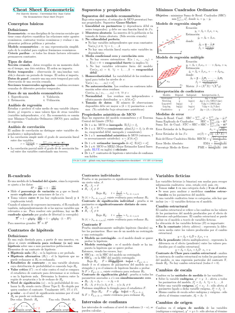 Econometrics Cheatsheet Es | PDF Econometrics Cheatsheet Es | PDF