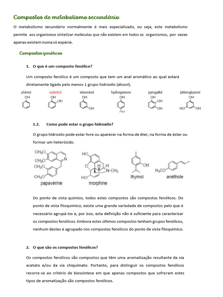 Compostos de Metabolismo Secundário - Final | PDF