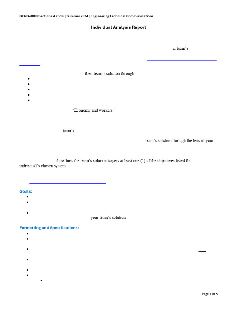 Individual Analysis Report - 5 Systems S24 | PDF