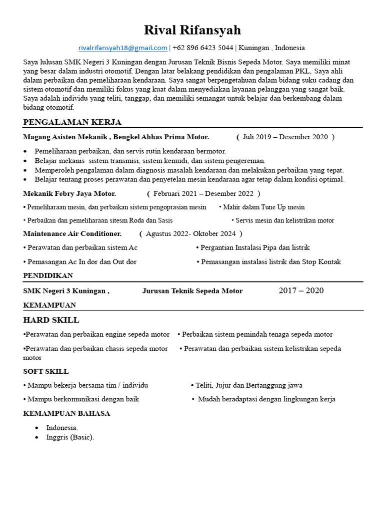 CV Rival Rifansyah | PDF