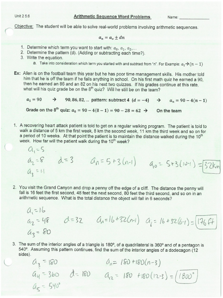 6 Arithmeticsequencewp Answers | PDF