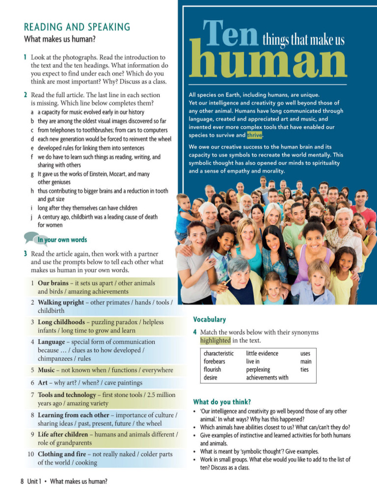 NH Advanced - What Makes Us Human - 1 | PDF