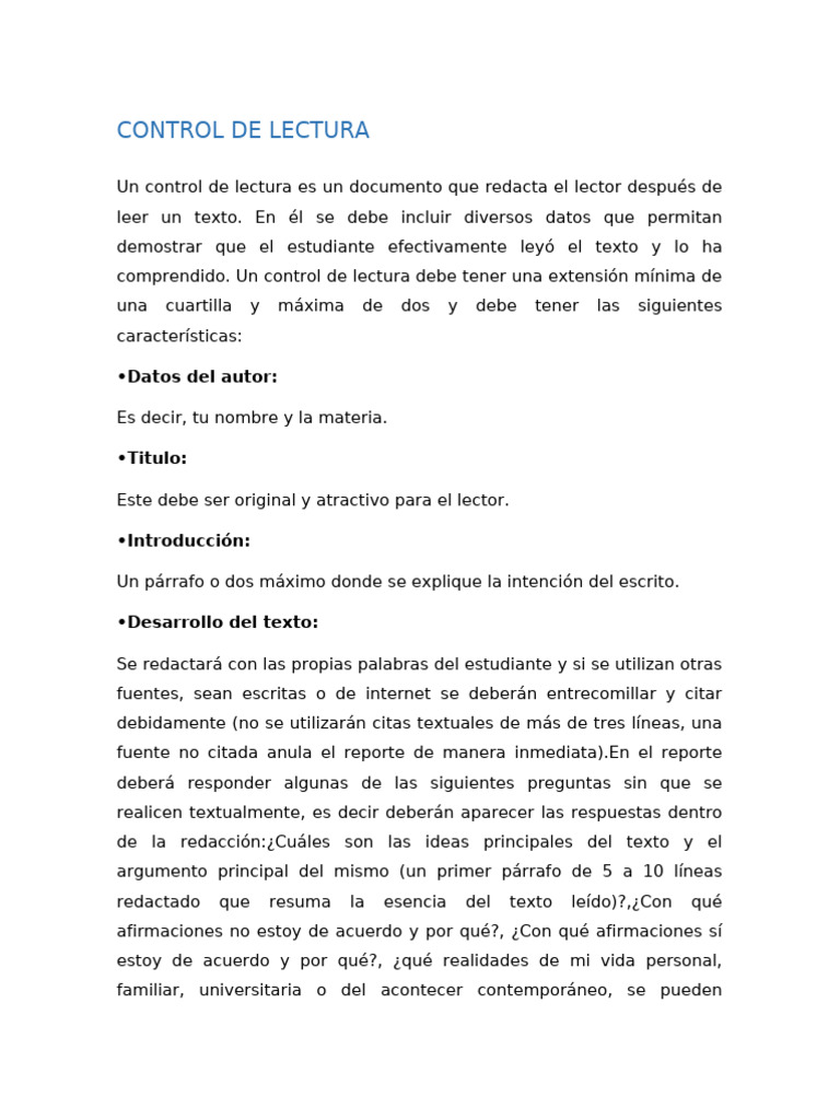 Control de Lectura | PDF