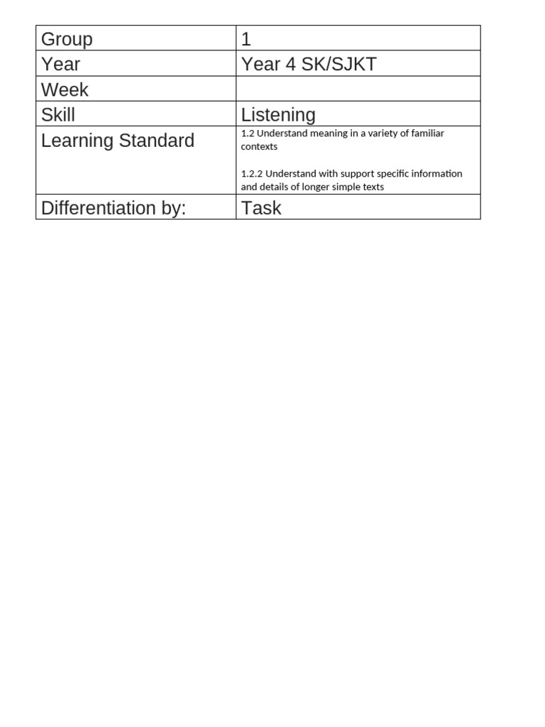 Year 4 Listening Task DS | PDF