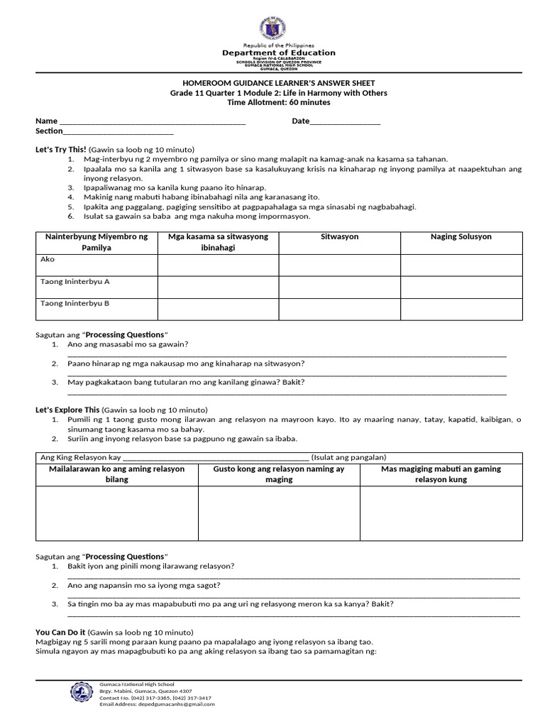 G11 HG Module 2 - LAS | PDF