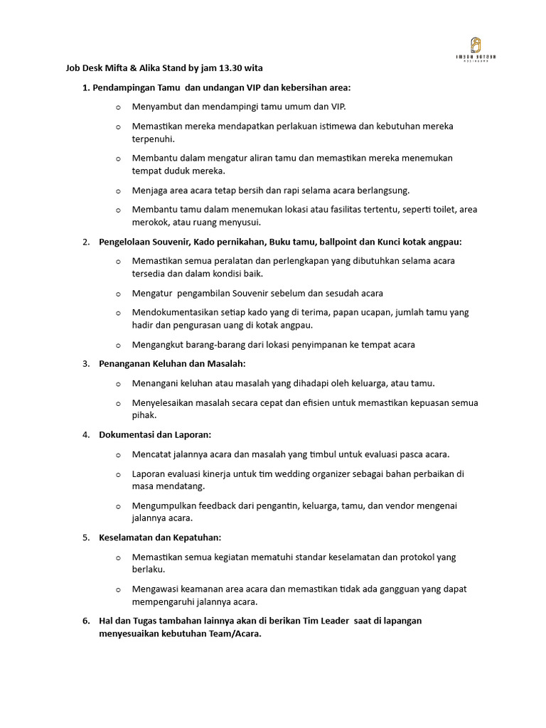 Job Desk Mifta Dan Alika | PDF