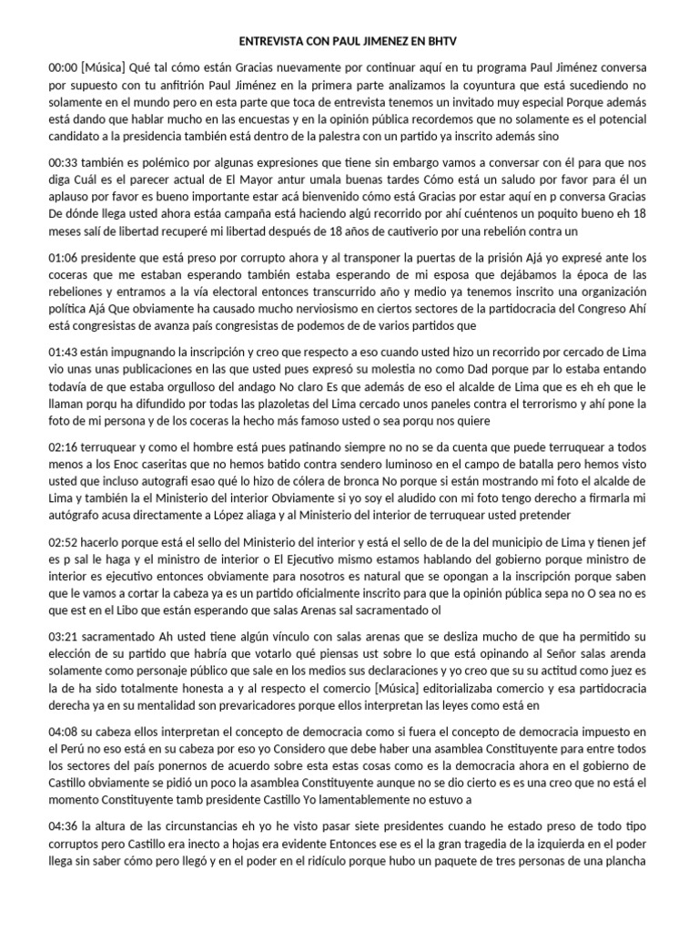 Entrevista Con Paul Jimenez en BHTV | PDF