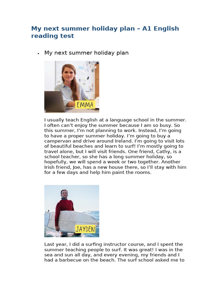 My Next Summer Holiday Plan | PDF
