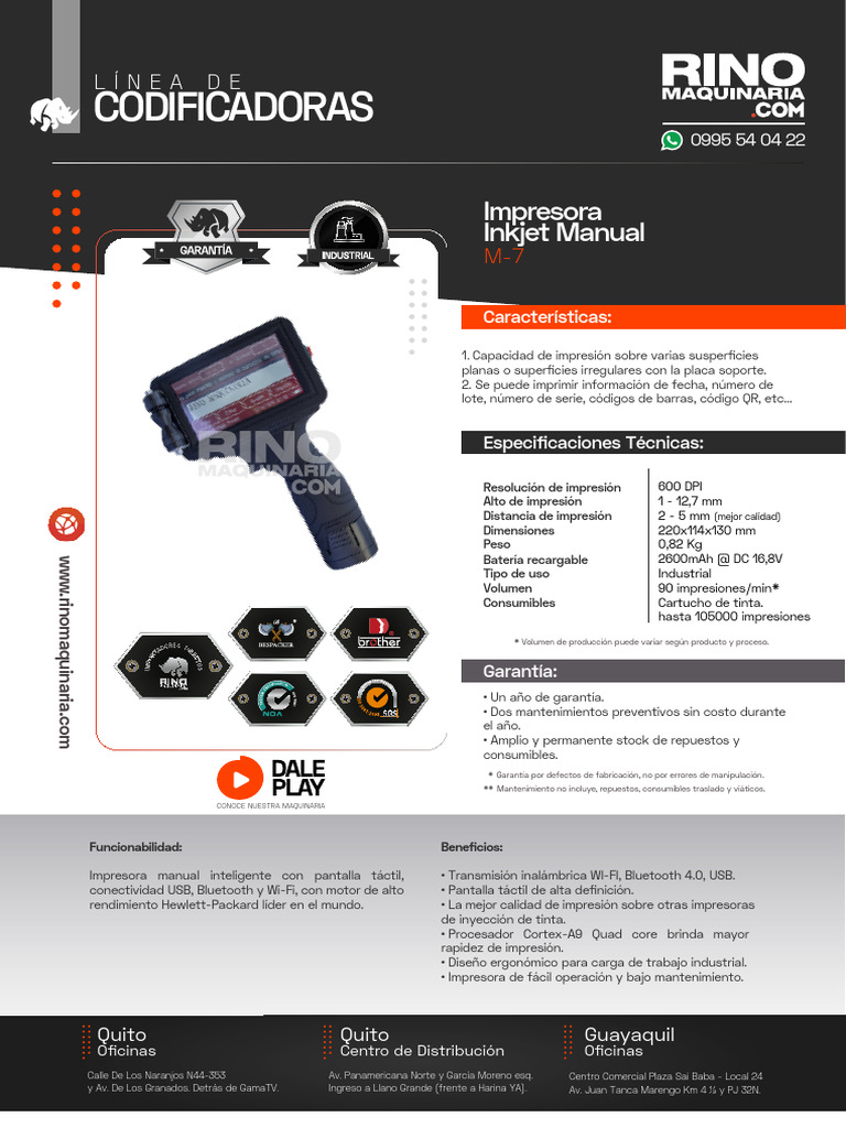 Ficha - Codificadora Inkjet Manual M-7 | PDF