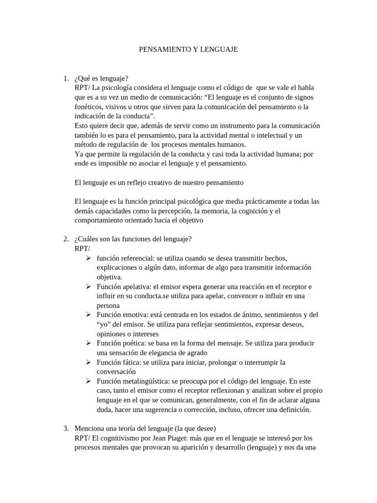 Pensamiento Y Lenguaje Pdf