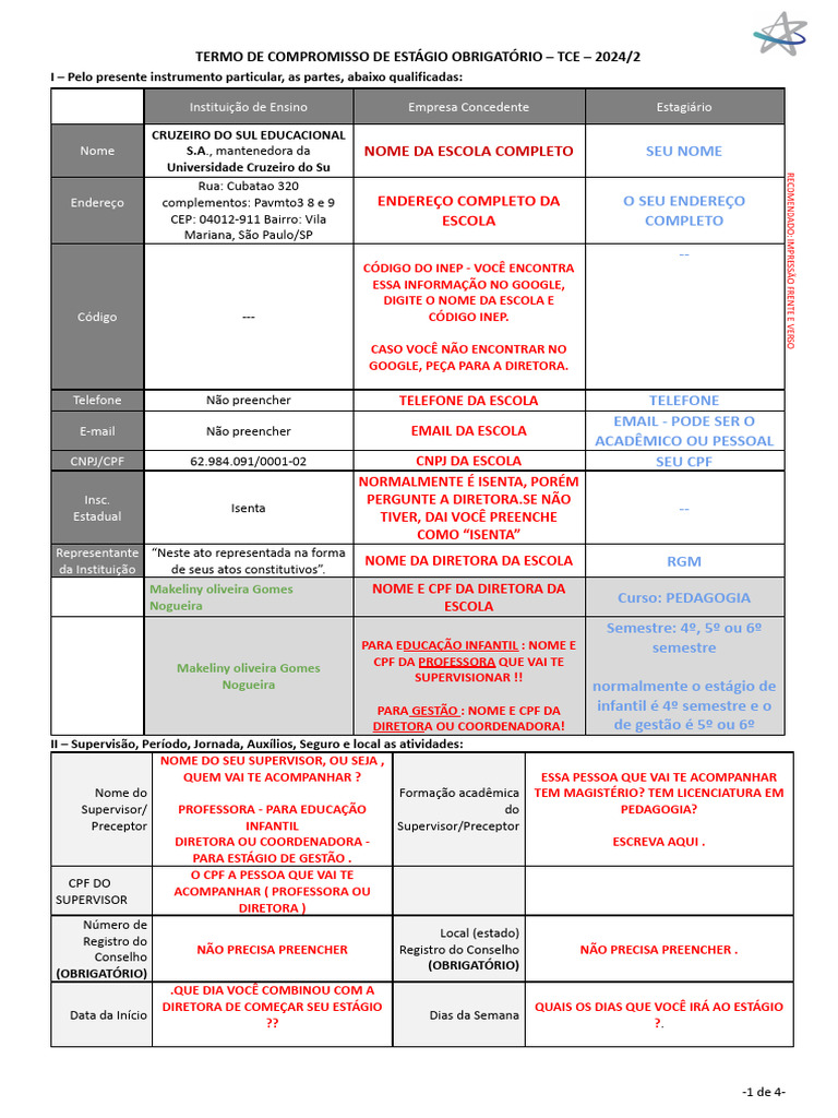 Tce - Exemplo para Preenchimento | PDF