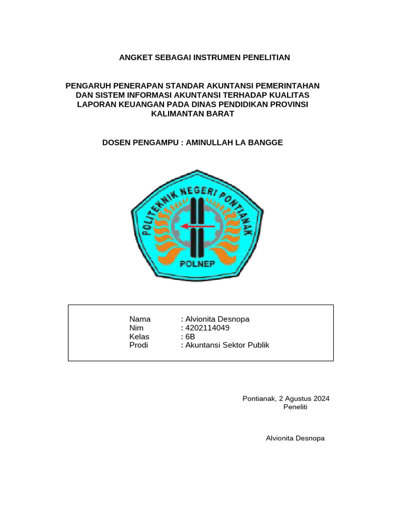 ANGKET SEBAGAI INSTRUMEN PENELITIAN Nopa | PDF